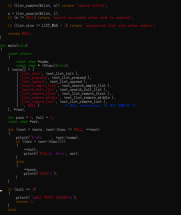 Solved if (1ist_remove(\&1ist, n)) return "remove failed"; | Chegg.com