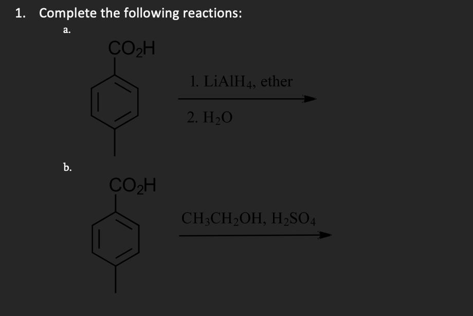 Solved 1. Complete the following reactions: a. СОН 1. | Chegg.com