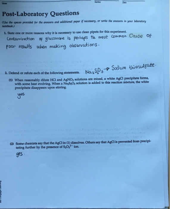 Solved Neme Post-Laboratory Questions (use the spaces | Chegg.com