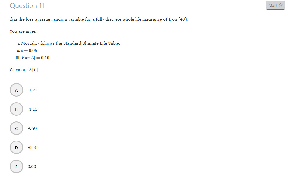 Solved L is the loss-at-issue random variable for a fully | Chegg.com