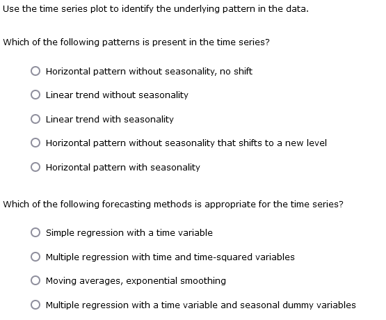 Solved 1. Time series patterns and forecasting methods A | Chegg.com