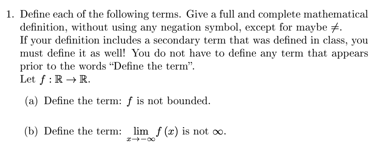 Solved a 1. Define each of the following terms. Give a full | Chegg.com