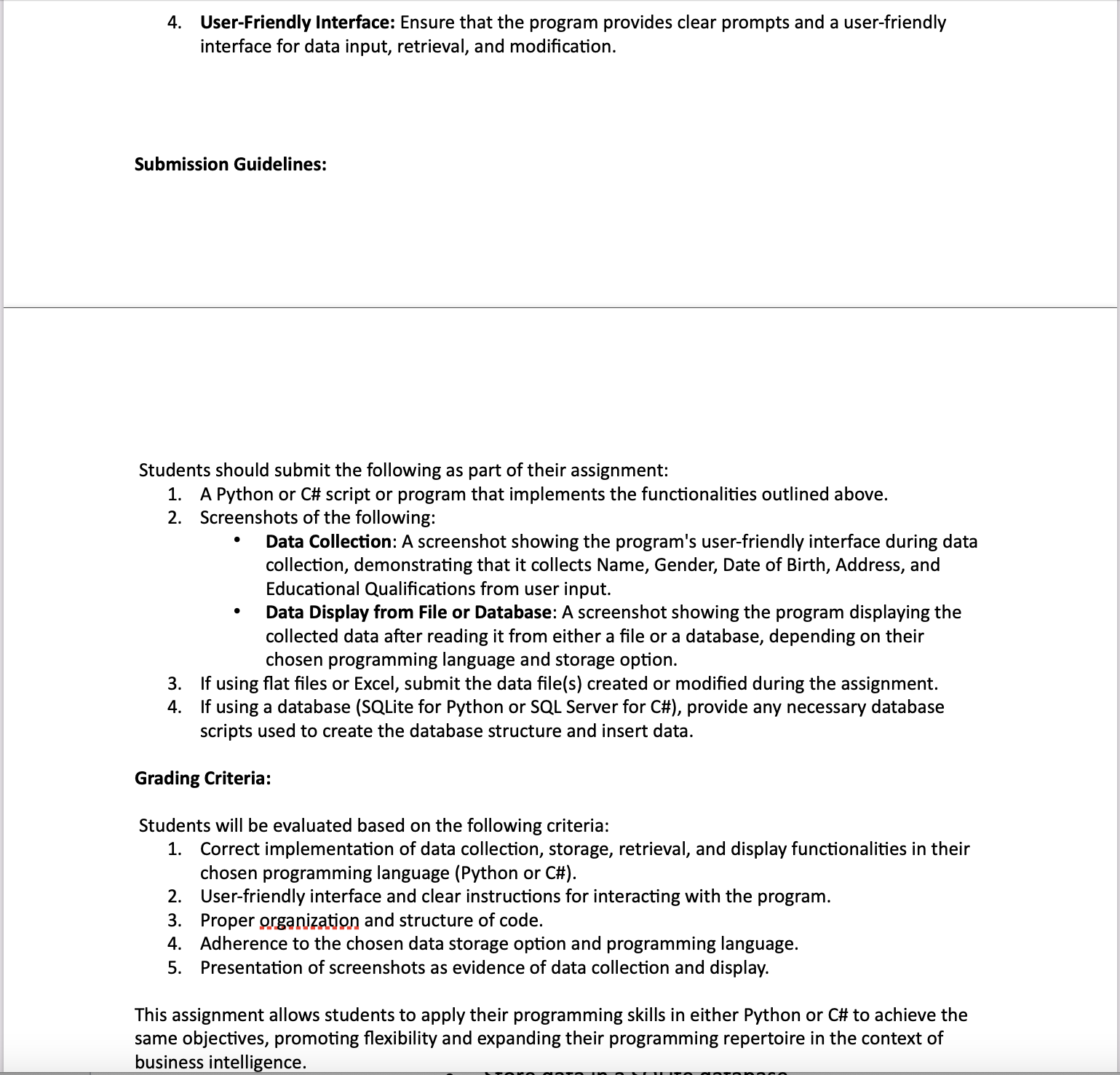 Solved 2. Data Storage Options: Students can choose one of | Chegg.com