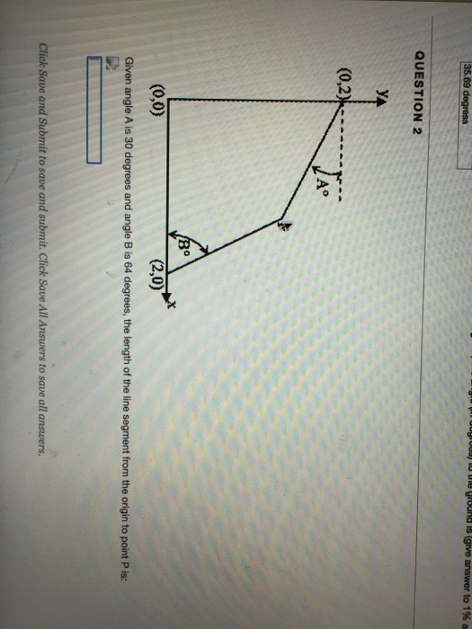 Solved 35.69 degress QUESTION 2 (0,0) Given angle A is 30 | Chegg.com