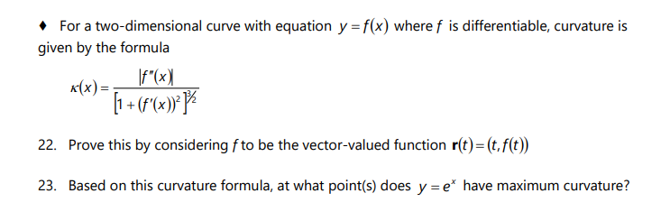 Solved *For a two-dimensional curve with equation y -f(x) | Chegg.com