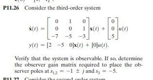 Solved P11.26 Consider the third-order system | Chegg.com