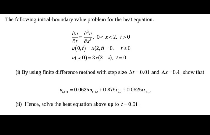 Solved The following initial-boundary value problem for the | Chegg.com