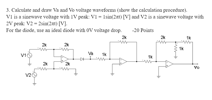Solved 3. Calculate and draw Va and Vo voltage waveforms | Chegg.com