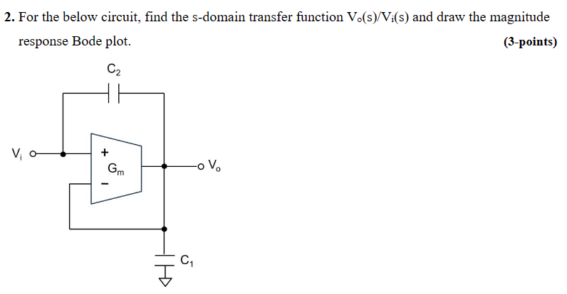 Solved For the below circuit, find the s-domain transfer | Chegg.com