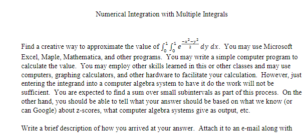 Solved Numerical Integration with Multiple Integrals Find a | Chegg.com