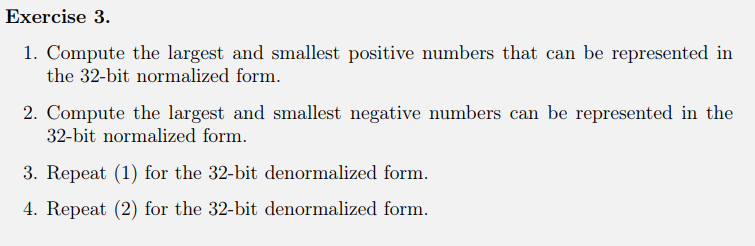 Solved Exercise 3. 1. Compute the largest and smallest | Chegg.com