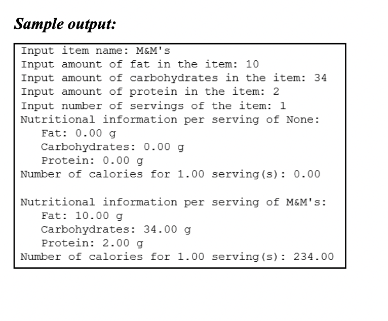 Solved Use Python To Solveclass Fooditem Def Init 