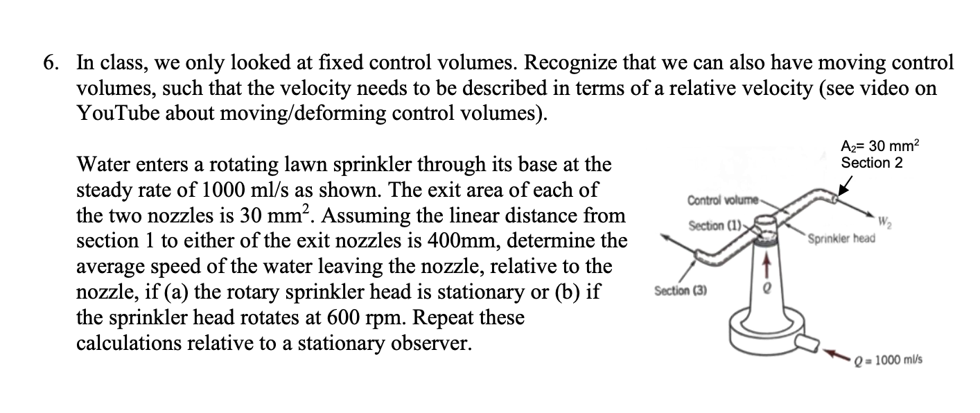 Solved In class, we only looked at fixed control volumes. | Chegg.com