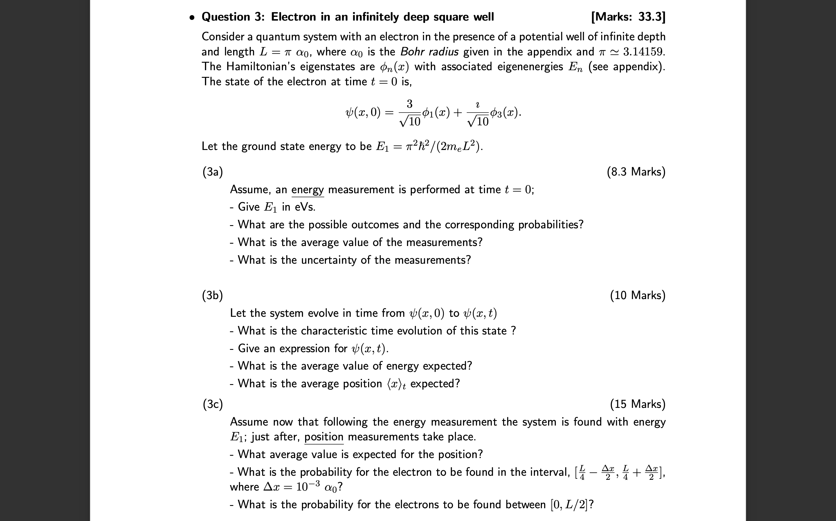 Solved Question 3 Electron In An ﻿infinitely Deep Square