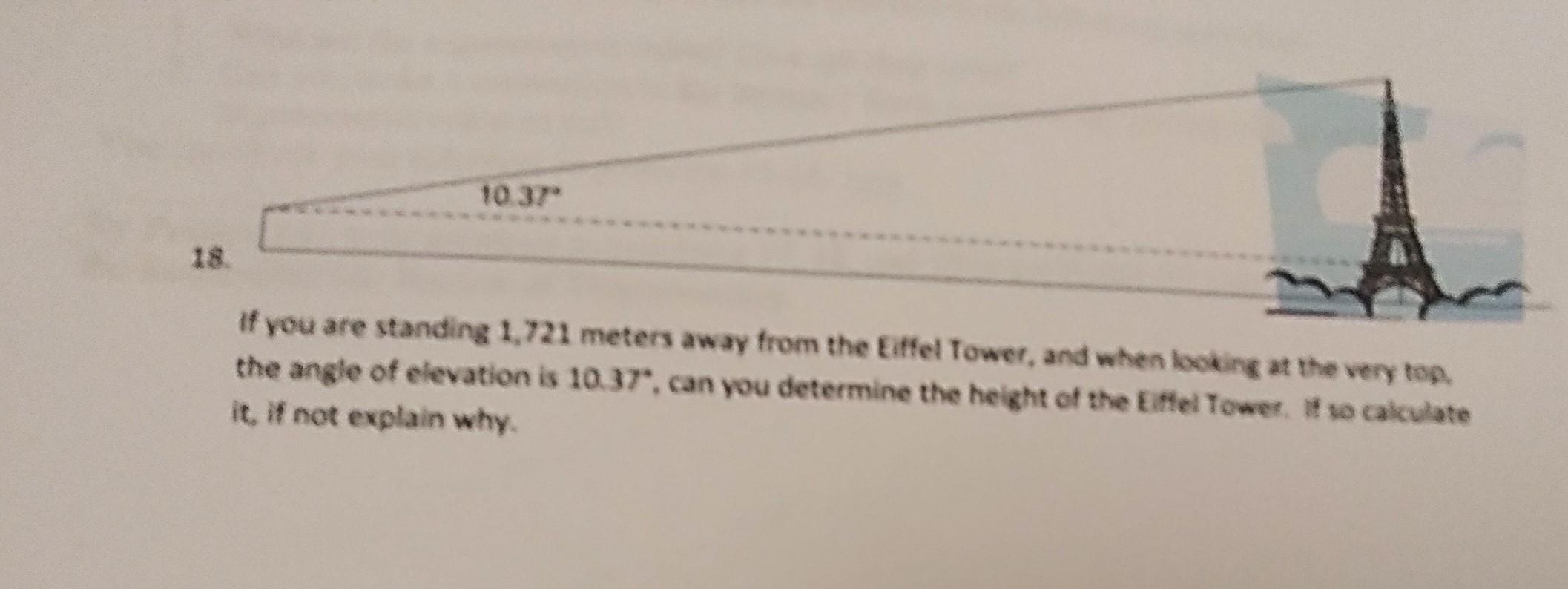 Solved If you are standing 1,721 meters away from the Eiffel | Chegg.com