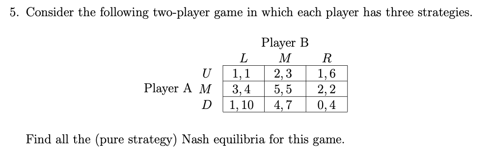 Solved 5. Consider the following two-player game in which | Chegg.com