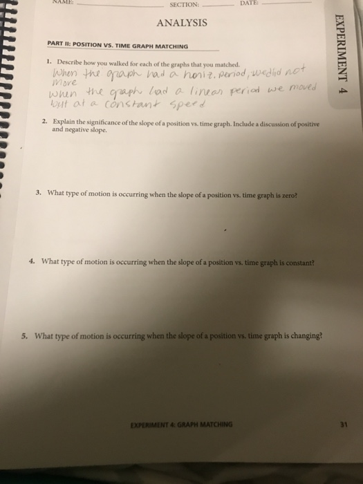 Solved SECTION: DATE: ANALYSIS PARTI: POSITION VS. TIME | Chegg.com