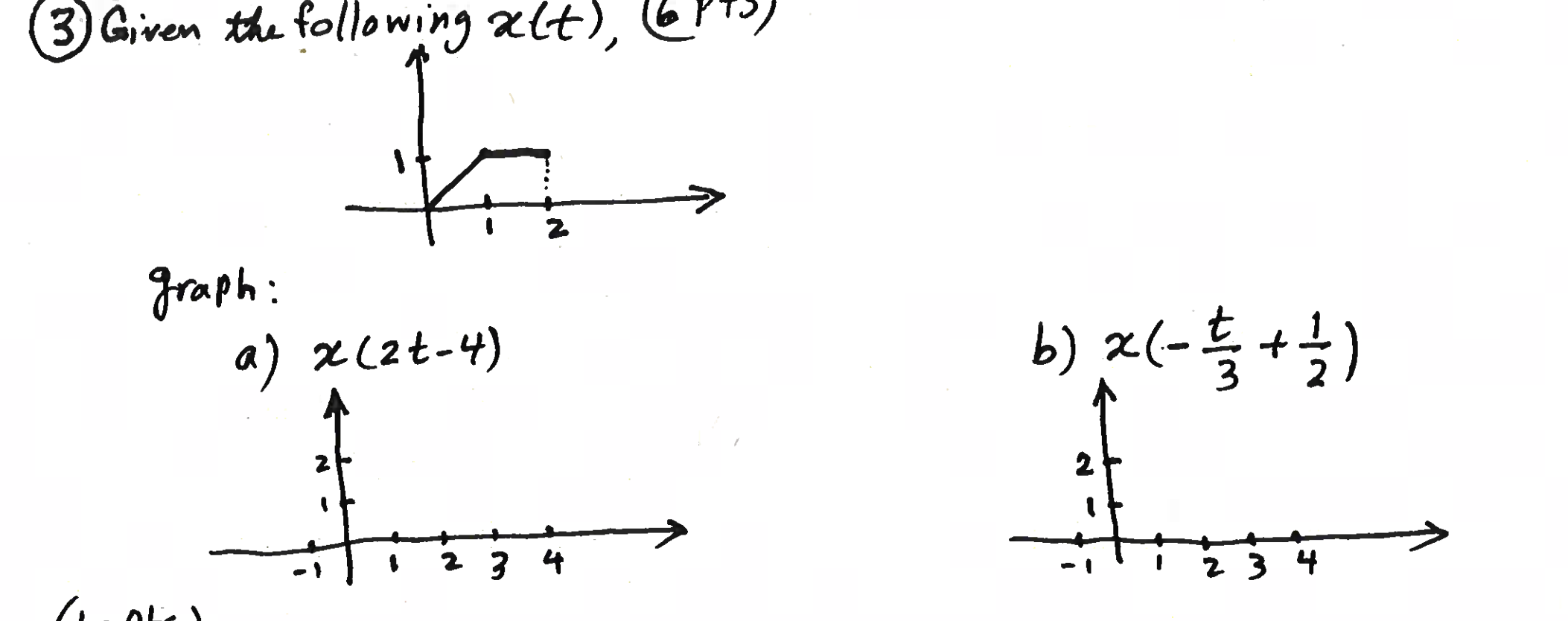 (3) Given the following x(t),(6PT) graph: | Chegg.com
