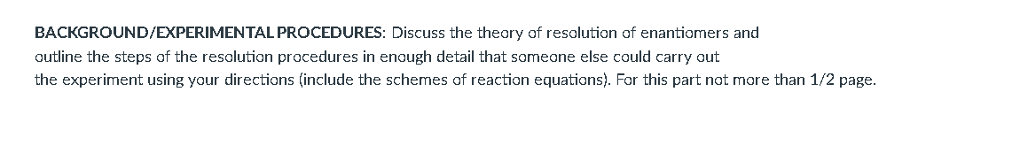 Solved BACKGROUND/EXPERIMENTAL PROCEDURES: Discuss the | Chegg.com