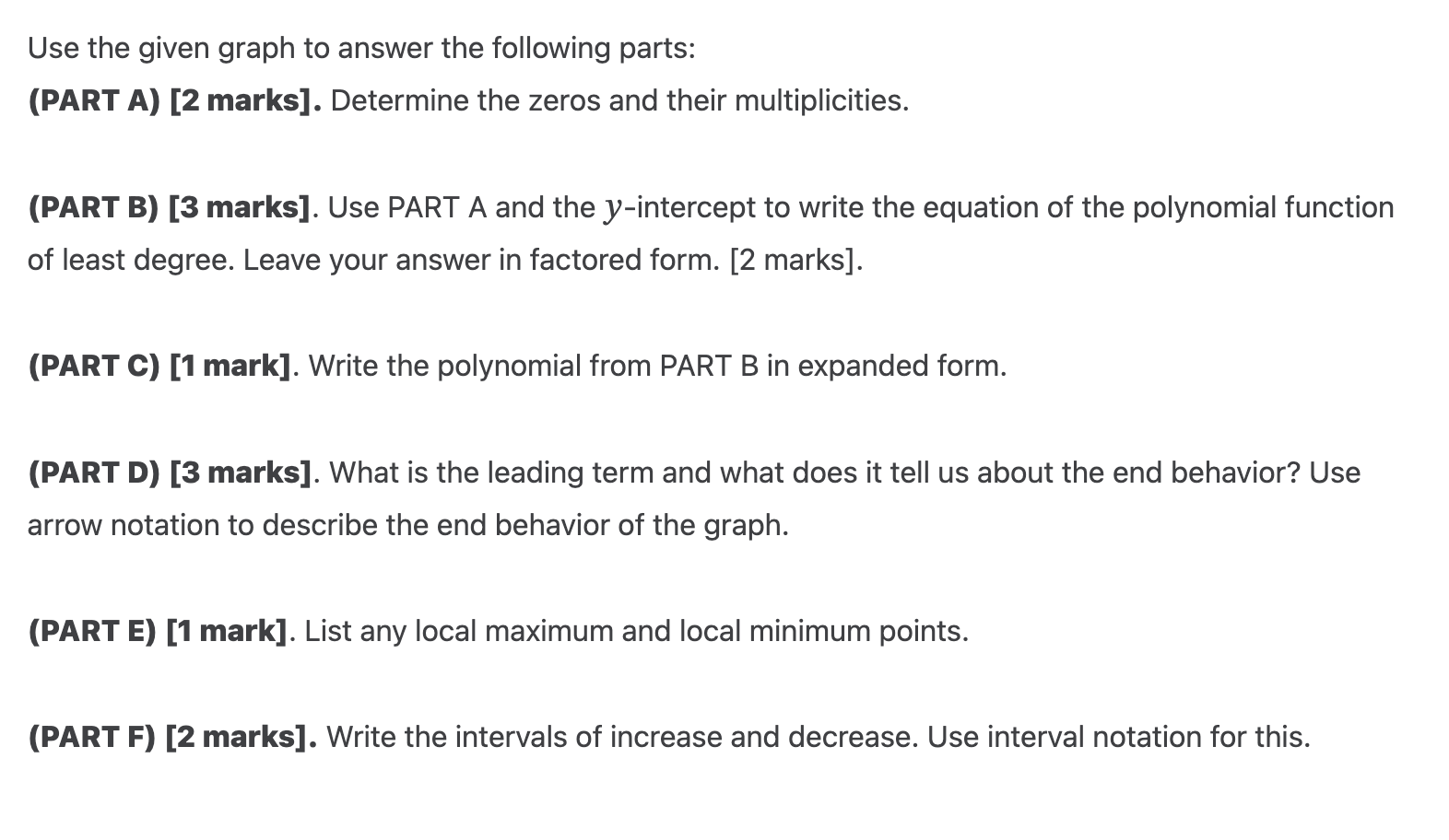 Solved Use the given graph to answer the following parts: | Chegg.com