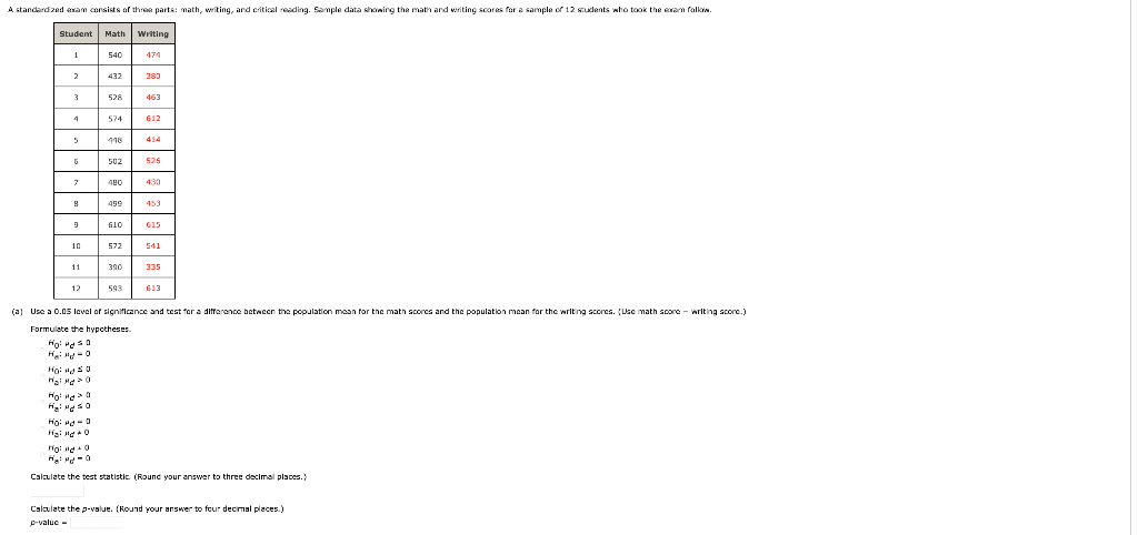 Solved A standardized exam consists of three parts: math, | Chegg.com