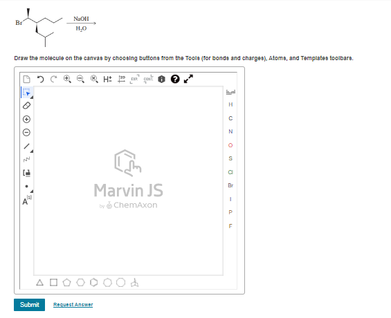 Solved Draw the molecule on the canvas by chooblng buttona | Chegg.com