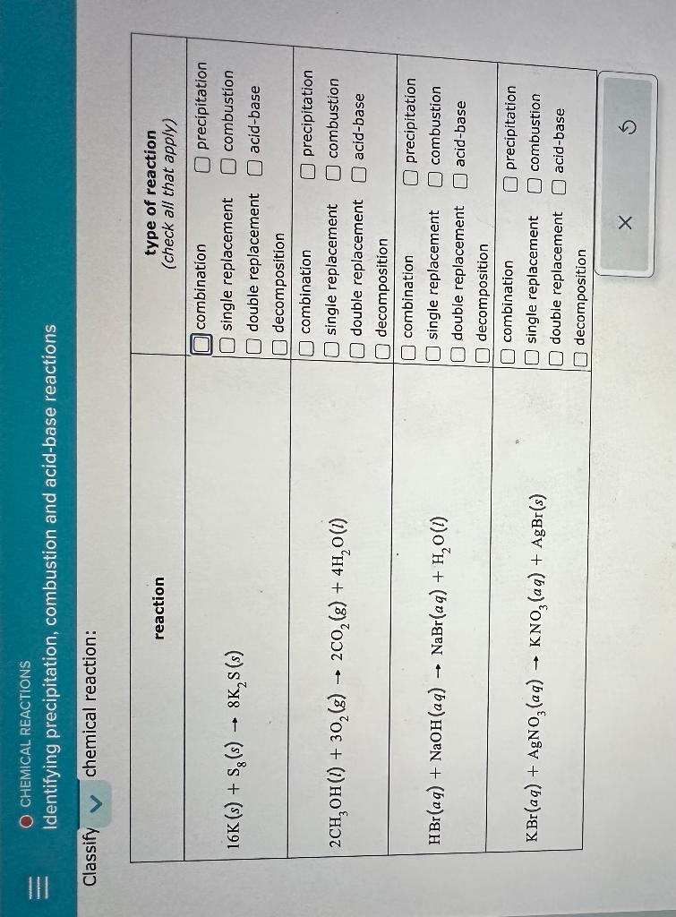 Solved Chemical Reactions Identifying Precipitation