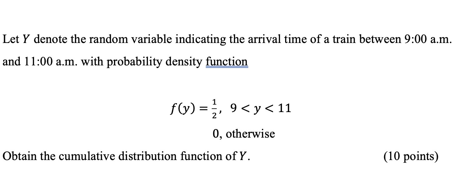 Solved Let Y denote the random variable indicating the | Chegg.com