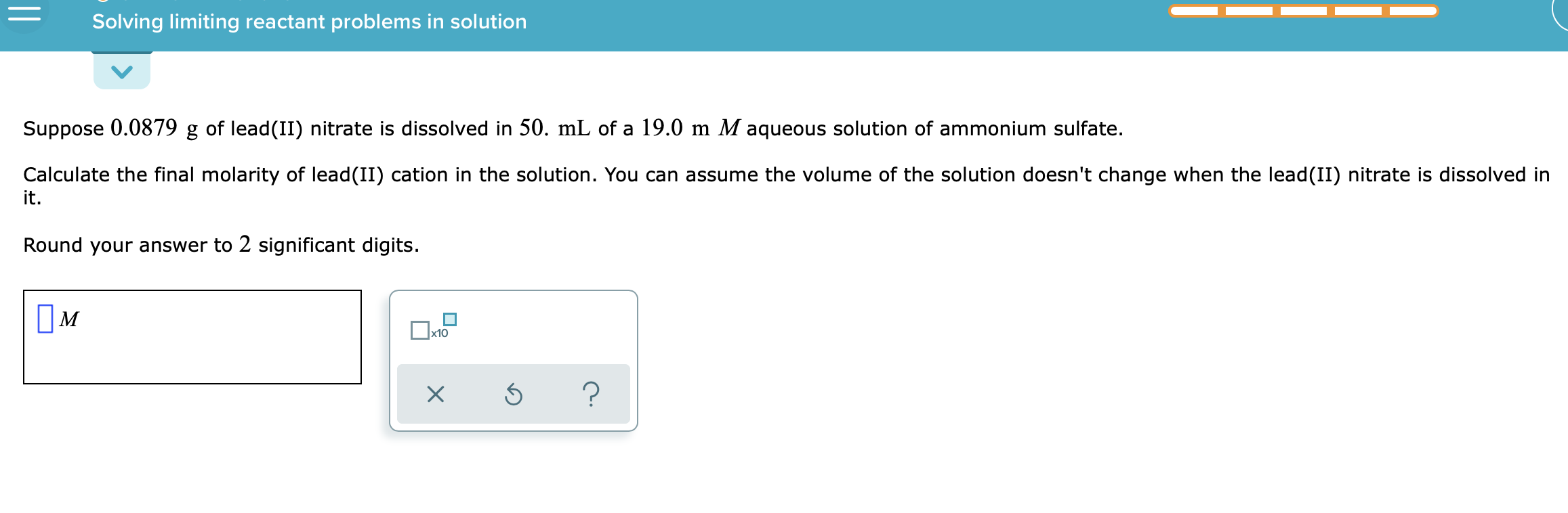 Solved = Solving limiting reactant problems in solution | Chegg.com