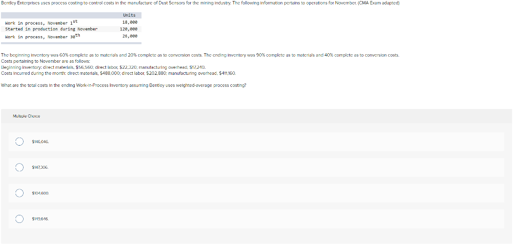 Solved The beginning inventory wis 60% complete as to | Chegg.com