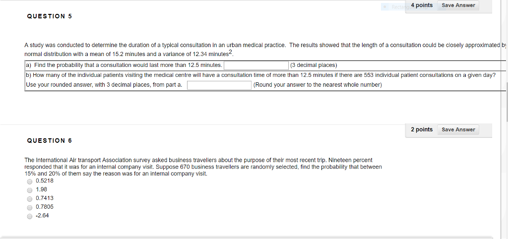 Solved 4 points Save Answer QUESTION 5 A study was conducted | Chegg.com