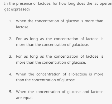 Solved In the presence of lactose, for how long does the lac | Chegg.com
