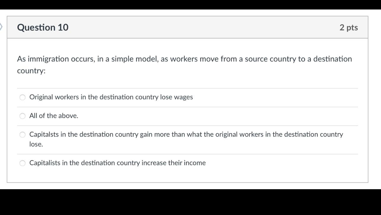 Solved As immigration occurs, in a simple model, as workers | Chegg.com