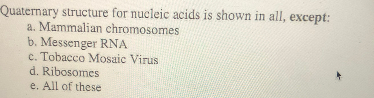 Solved Quaternary structure for nucleic acids is shown in | Chegg.com