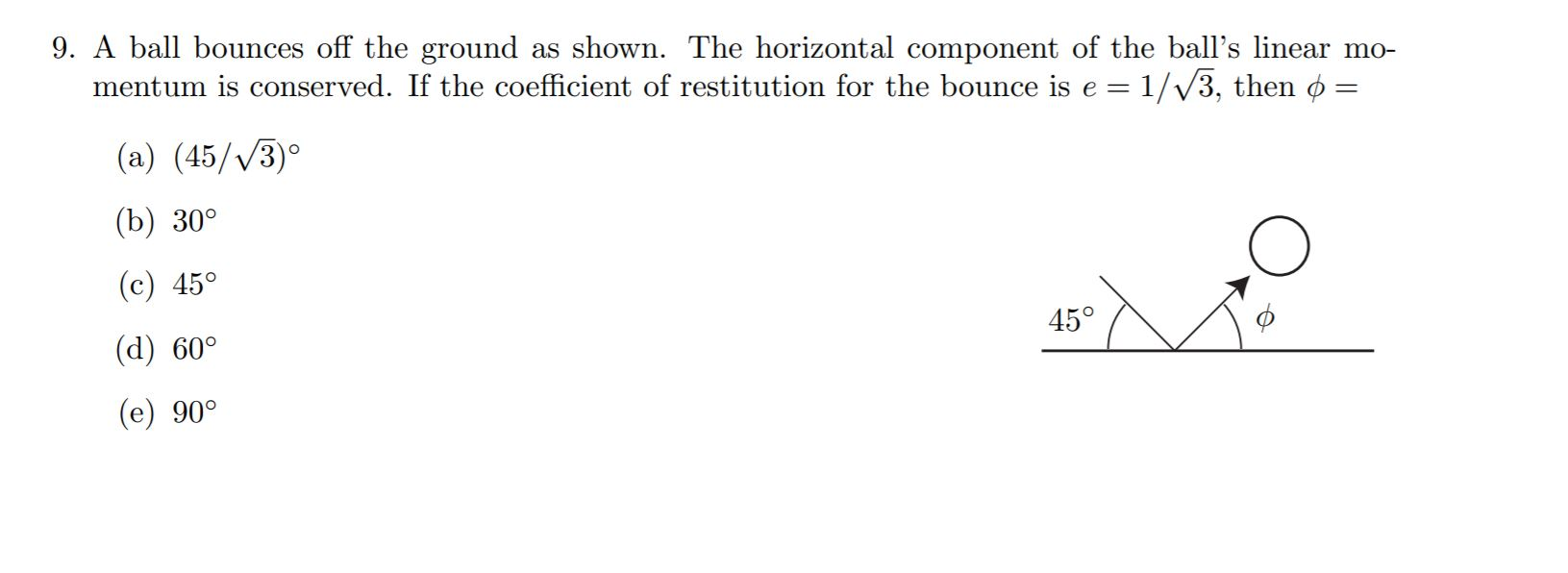 Solved 9. A ball bounces off the ground as shown. The | Chegg.com