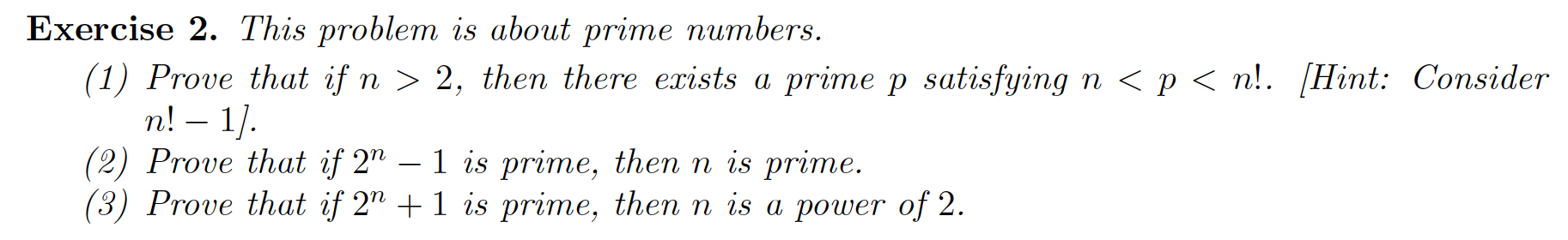Solved Exercise 2. This problem is about prime numbers. (1) | Chegg.com