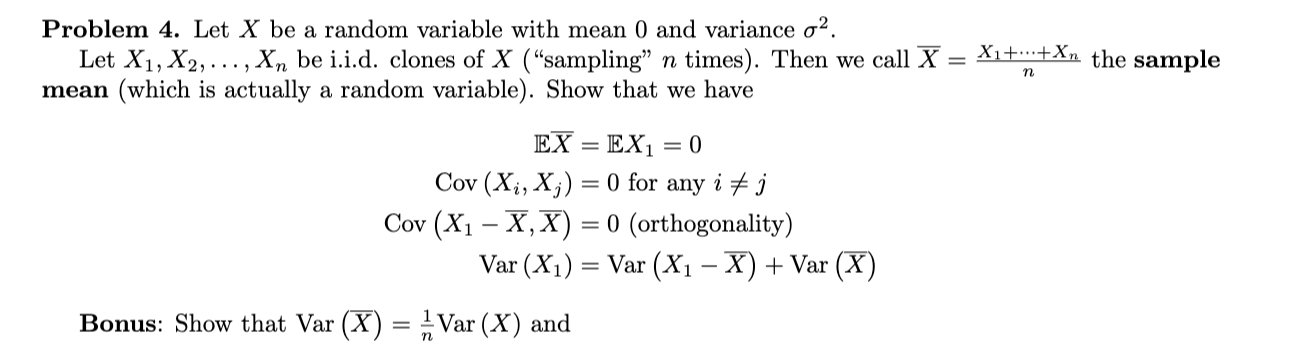 Solved Problem 4. ﻿Let x ﻿be a random variable with mean 0 | Chegg.com