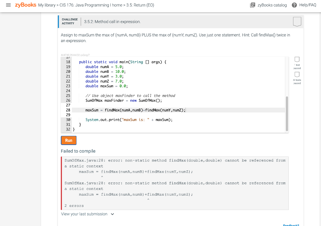 Solved CIS 176: Java Programming I home >3.5: Return (EO) | Chegg.com Solved CIS 176: Java Programming I home >3.5: Return (EO) | Chegg.com