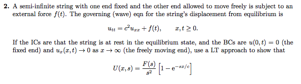 Solved 2. A semi-infinite string with one end fixed and the | Chegg.com