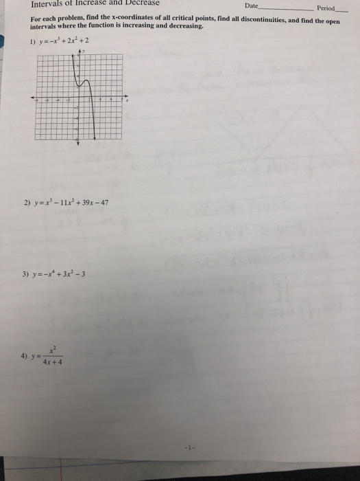 Solved Intervals of Increase and Decrease Date Period For | Chegg.com