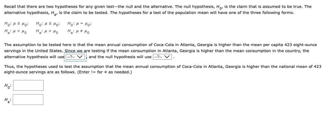 Solved Recall that there are two hypotheses for any given | Chegg.com