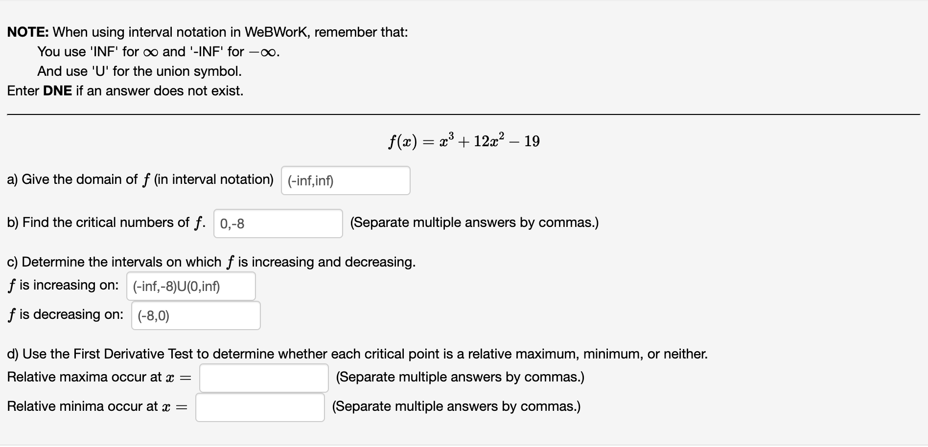 Solved NOTE: When using interval notation in WeBWorK, | Chegg.com