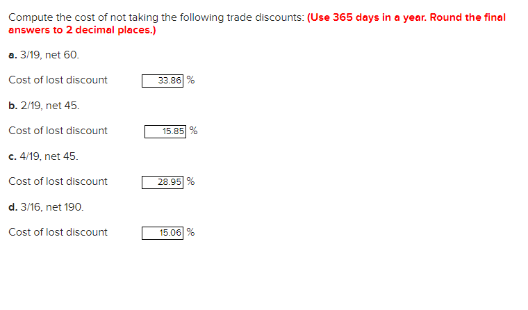 Solved Compute the cost of not taking the following trade | Chegg.com