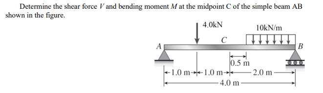 Solved Determine the shear force V and bending moment M at | Chegg.com