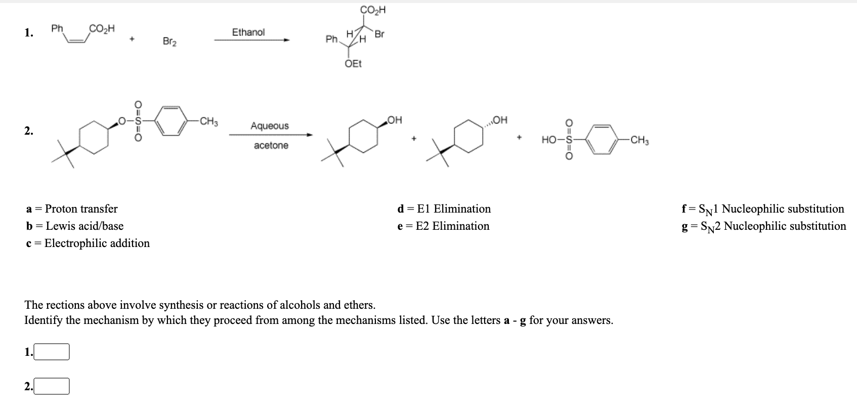 Solved COH 1. Ph COH Ethanol Br2 Ph HI CH Br OEt OH OH 2. | Chegg.com
