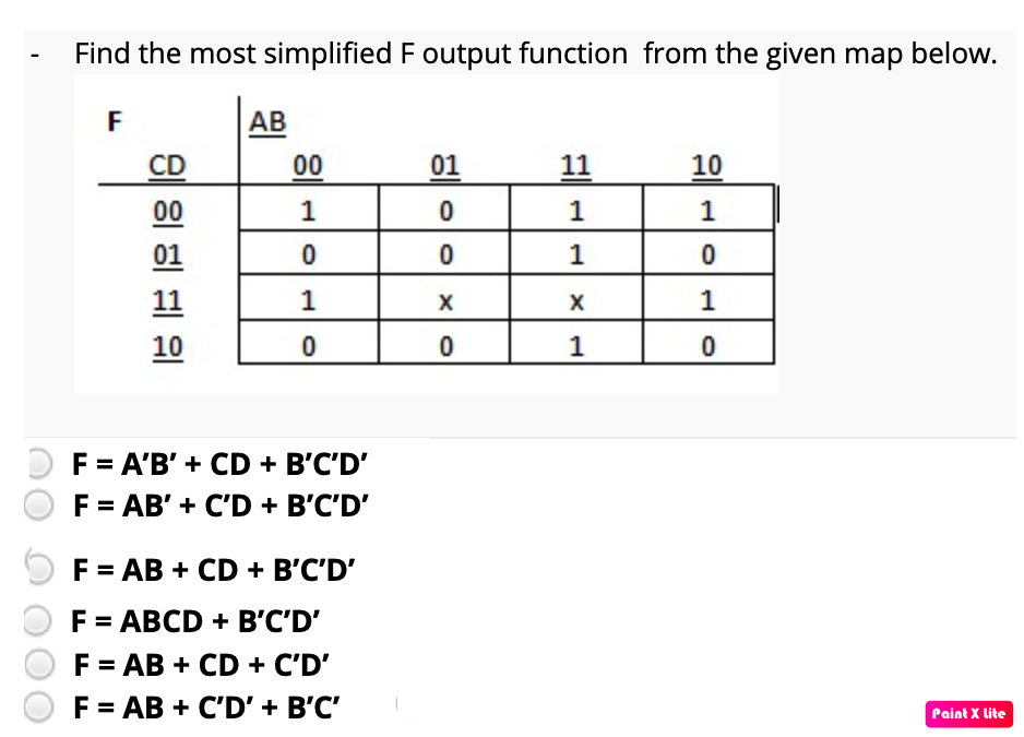 Solved Find the most simplified Foutput function from the | Chegg.com