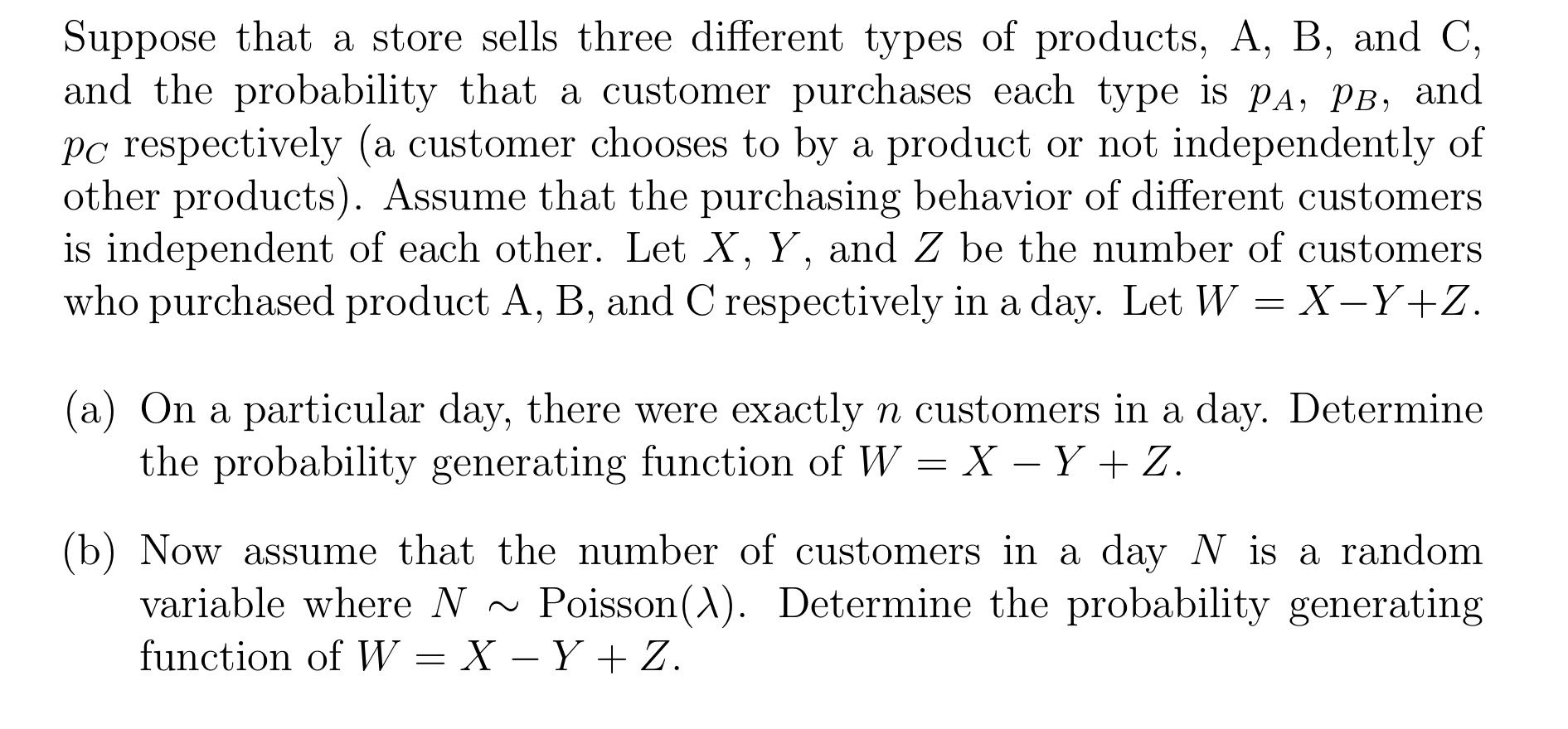 Solved Suppose that a store sells three different types of | Chegg.com