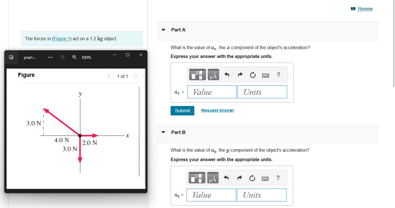 Solved The forces in । act on a 1.2 kg object. Figure 1 of 1 | Chegg.com