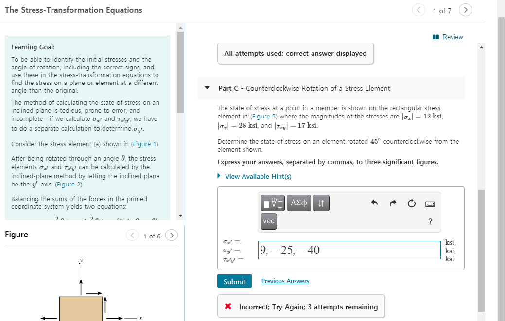 Solved The Stress-Transformation Equations 1 of 7 > Review | Chegg.com