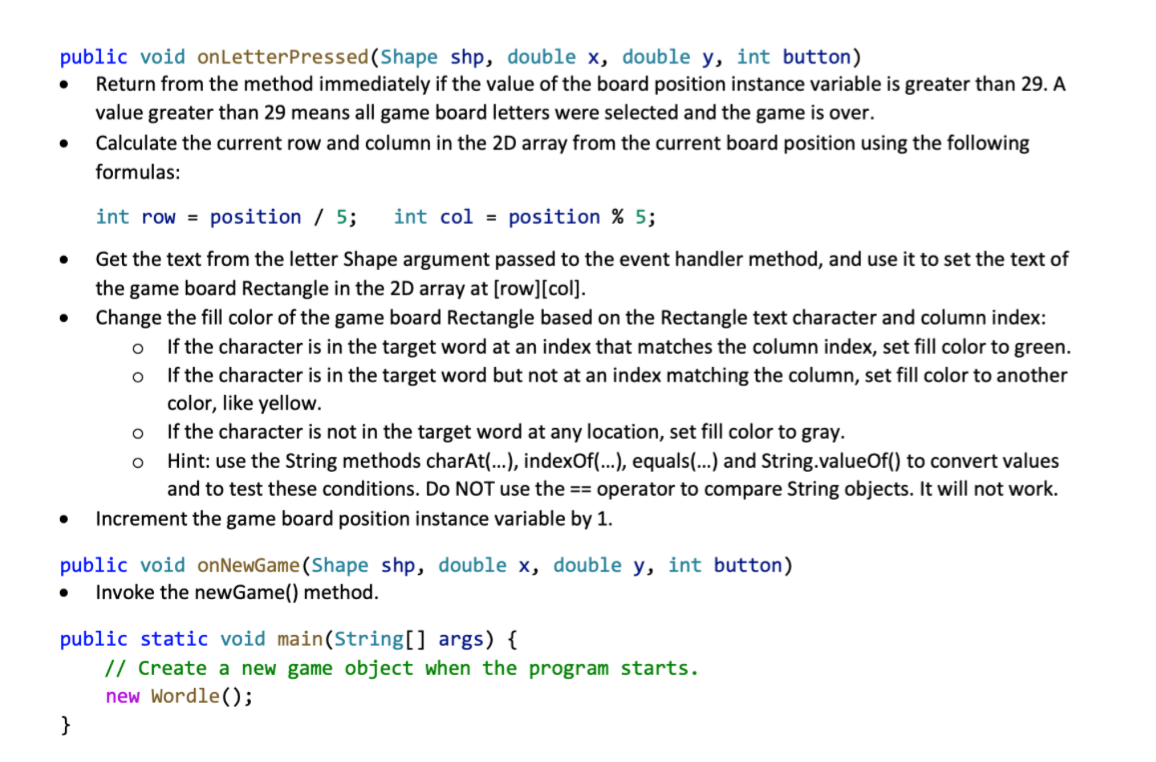 Solved 1. The Wordle class must extend the doodlepad.Pad | Chegg.com